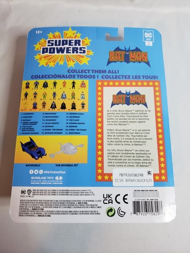 McFarlane Super Powers Batman Black Suit Variant Figure 5" W/Extra ...