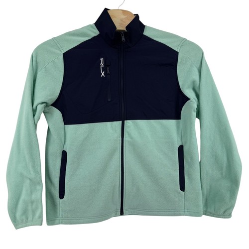 RLX Ralph Lauren Men Golf Fleece Jacket Mint Green Navy Full Zip Size ...