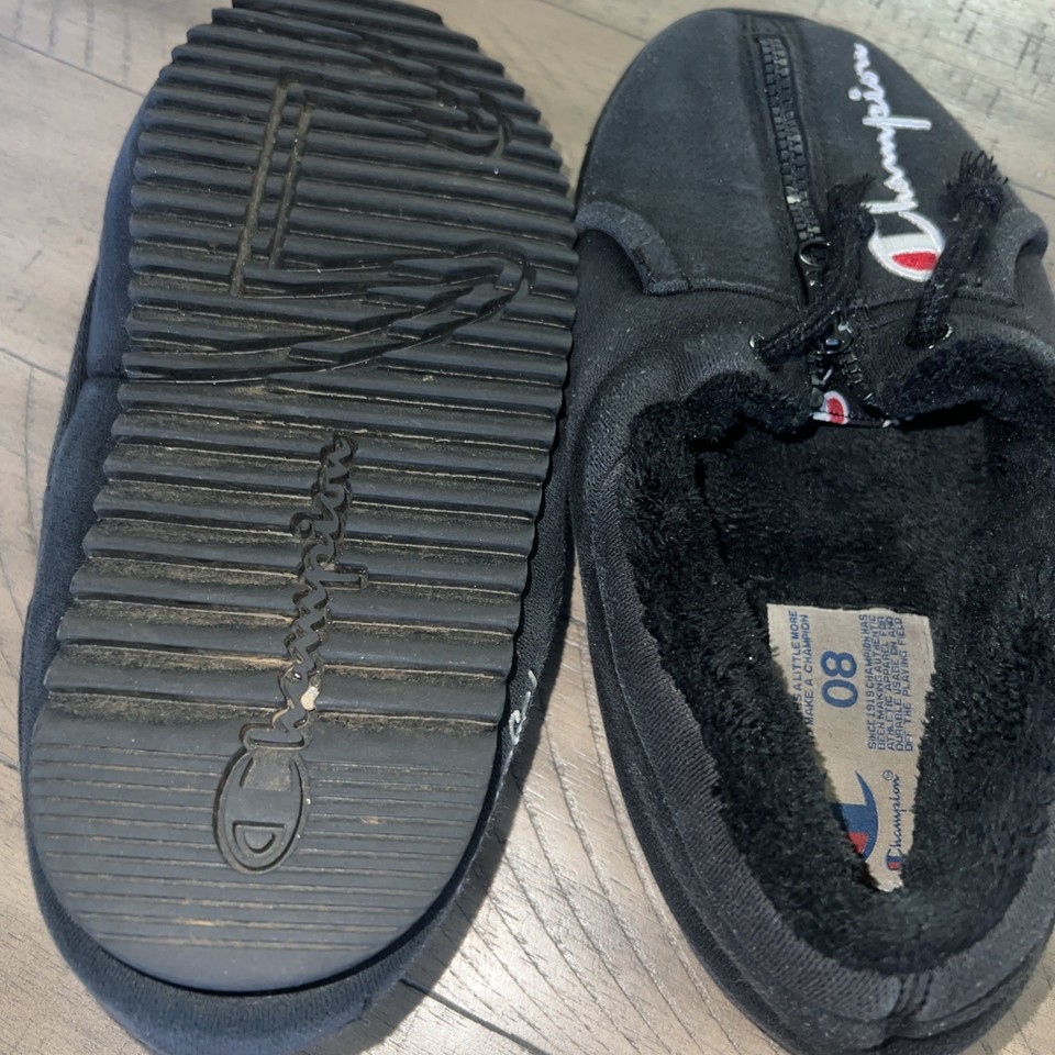 Black Champion Slippers with Zipper Closure Size 8 | eBay