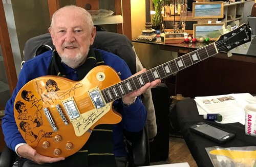 The Beatles Signed Guitar Yellow Submarine Ron Campbell Art Lennon The Beatles Signed Guitar Yellow Submarine Ron Campbell Art Lennon