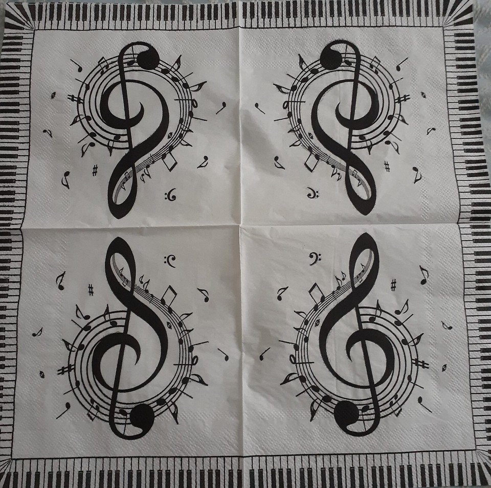 2 individual Paper Decoupage NAPKINS - MUSICAL NOTES BLACK PIANO | eBay