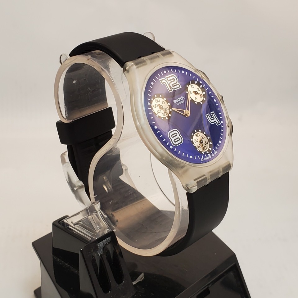 DOWN THE LINE SWATCH CHRONO SUYK110 BLUE SWISS MADE MEN'S WATCH NEW ...