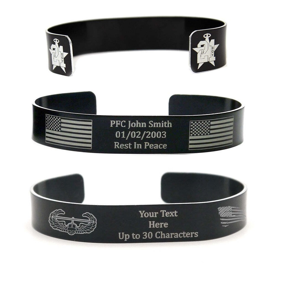 Military Memorial Bracelet POW MIA Veteran Gift Add Text and Images | eBay