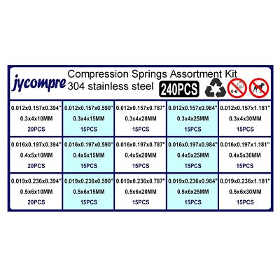 jycompre 240pcs Small Compression Springs Assortment Kit, 15Different ...