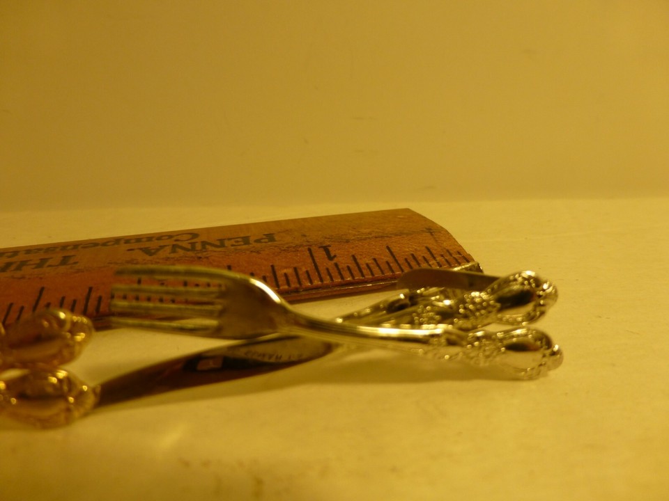 Pair Vintage Silver Tone Fork & Knife Clips Pins Clasps Foodie ...