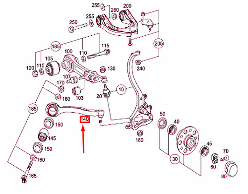 MERCEDES-BENZ E-CLASS W211 FRONT RIGHT STRUT ROD A2113305011 OEM for ...