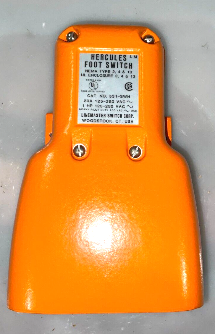 Linemaster Hercules 531-swh Foot Switch 1 HP NEMA 4 20a 125-250 VAC for ...