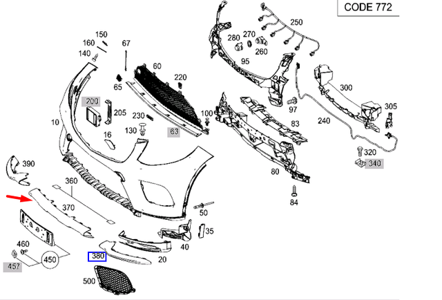 MERCEDES BENZ W292 GLE Front Bumper Chrome Trim Genuine A2928852200 for ...