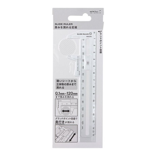 Midori CL Slide Ruler Clear (6.3" L x 2.72" W) - Modern Plastic Ruler ...