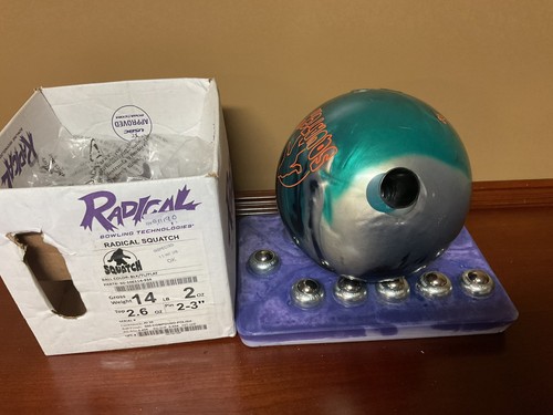 Radical Squatch Pearl 14lb 2oz Bowling Ball in Black/Teal/Platinum ...