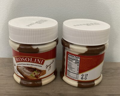 (2) ROSOLINI HAZELNUT CREAM W/MILK & COCOA DUO SPREAD 7 oz X 2. NEW ...