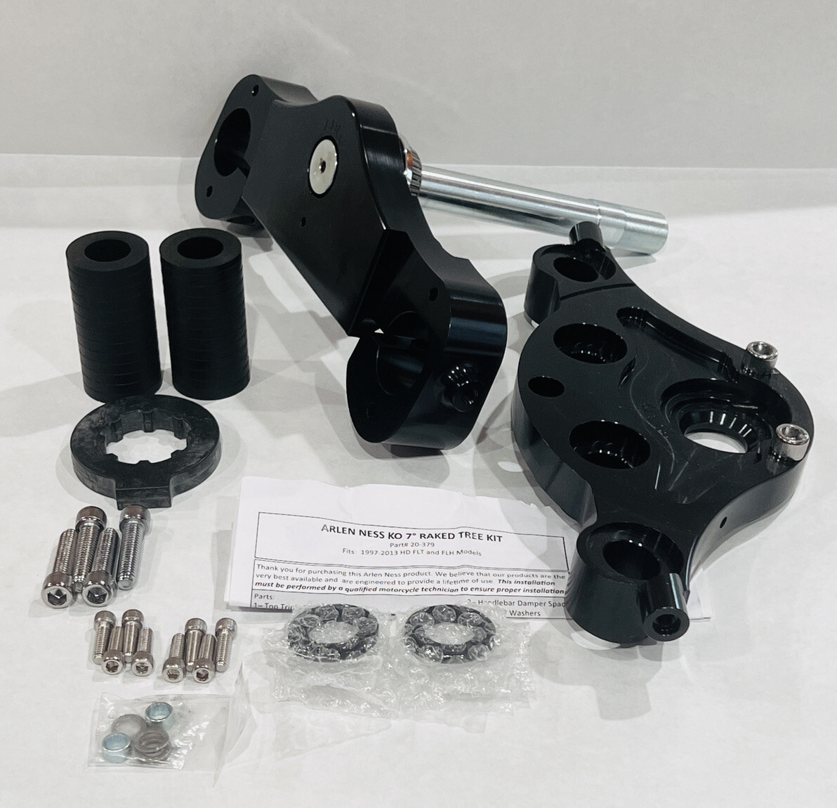 1997-2013 Harley FLT Arlen Ness 20-379 Black 7 & 7 Raked Triple Tree