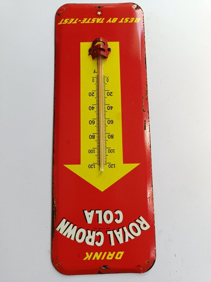Vintage Glass Thermometer ROYAL CROWN No porcelain 40'S-50'S COLA SODA ...