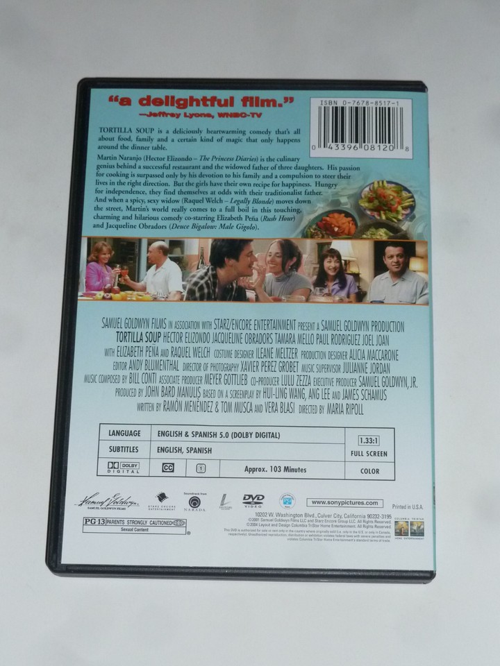 Tortilla Soup DVD 2001 comedy movie Mexican food Hector Elizondo Raquel ...