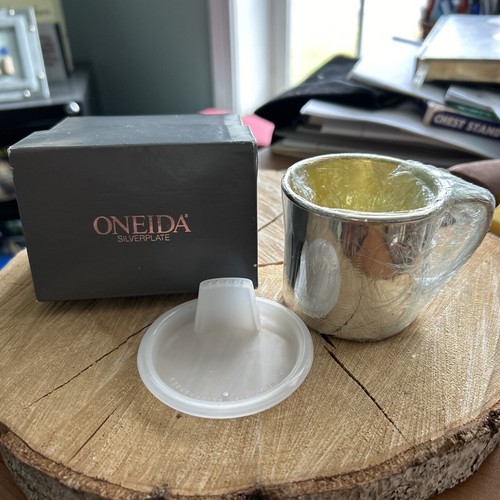Vintage New Silver Plated Oneida Child's Baby Sippy Cup w/Box Engraved ...