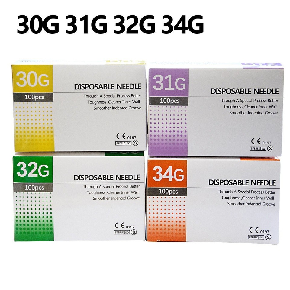 100x Tattoo Micro Needles 1.5-25 Disposable Painless Sterile Syringe ...