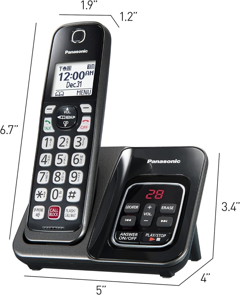 Panasonic Cordless Phone Answering Machine Expandable Call Block 1 ...