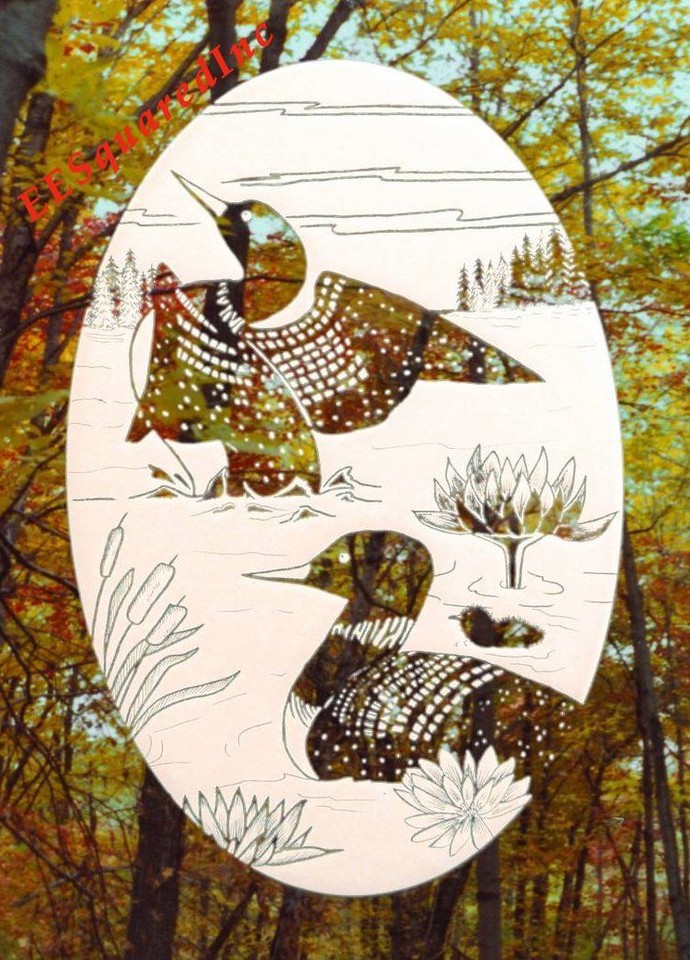 LOON STATIC CLING WINDOW DECAL New Oval 8x12 Vinyl Wild Ducks Glass ...
