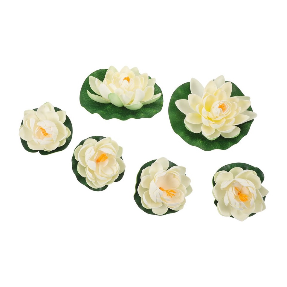 6pcs Artificial Lily Pads For Pond Fake Lotus Flowers Floating Foam ...