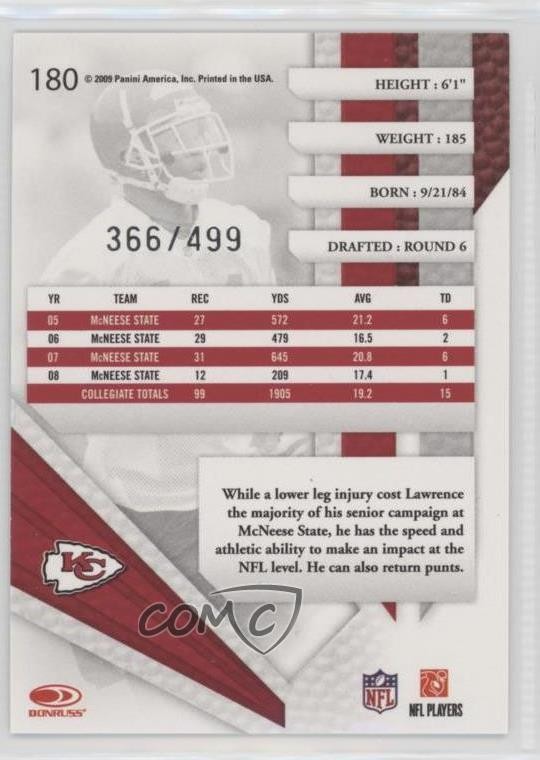 2009 Playoff Absolute Memorabilia Rookie /499 Quinten Lawrence #180 ...