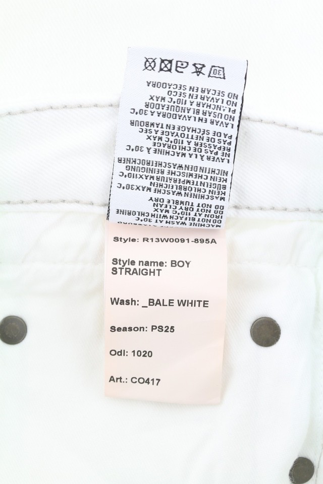 R13 Garçon Droit Jeans pour Femmes 30 Bale Blanc Court Cheville Éclair ...