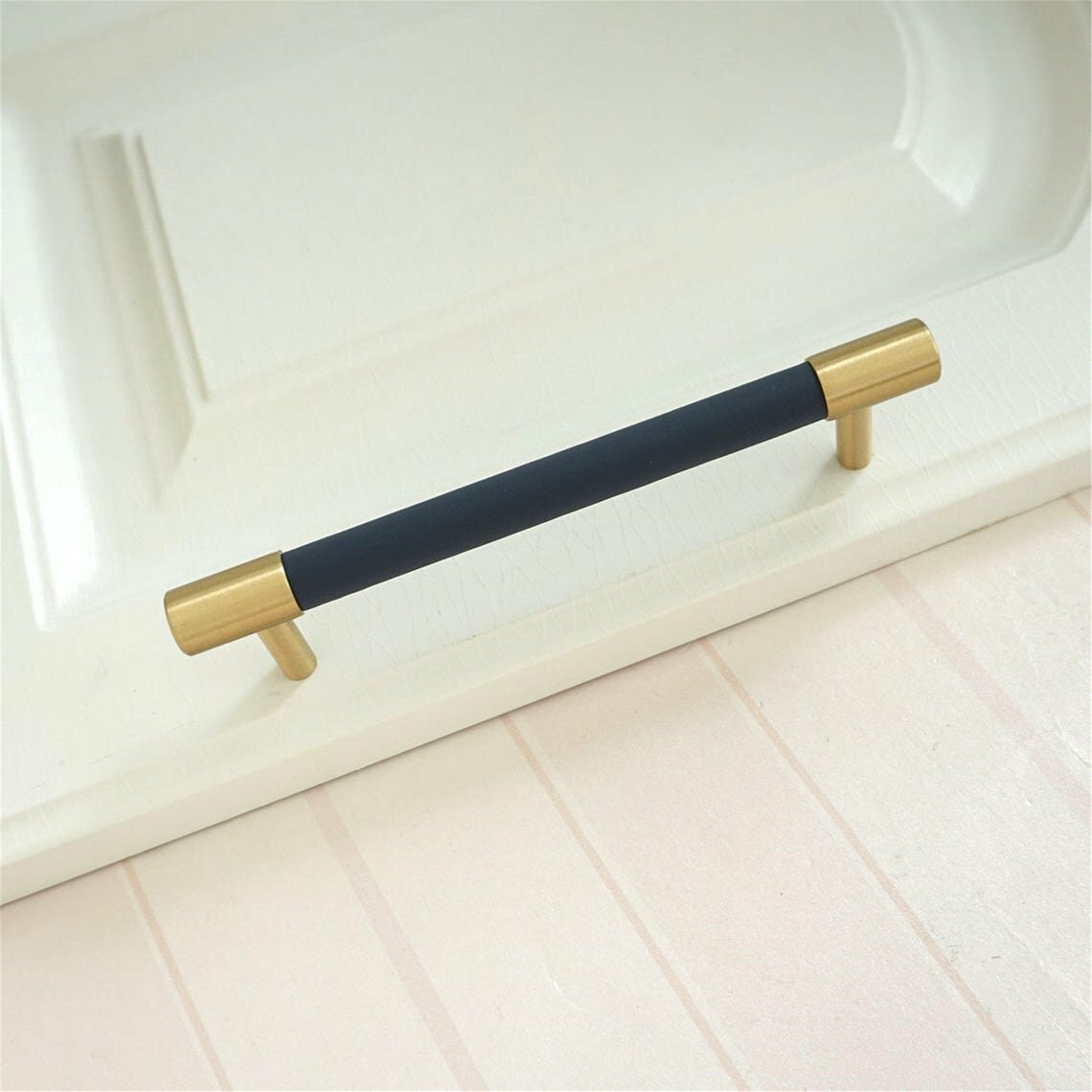 Navy blue Cowhide Handles Dresser Knobs Drawer Pulls Brass Wardrobe ...