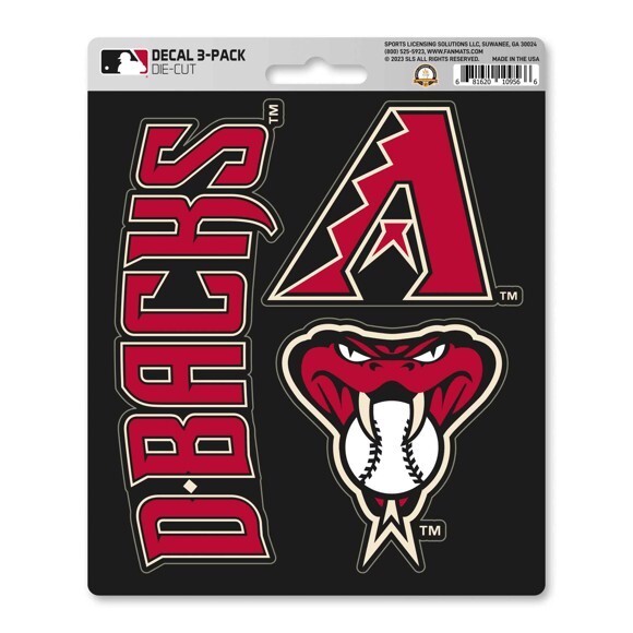 Arizona Diamondbacks MLB Vinyl Die-Cut Decal Sticker Set / 3 Pack *Free ...