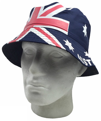 AUSTRALIA FLAG BUCKET HAT Adult Australian Day Aussie Summer Sun Cap ...