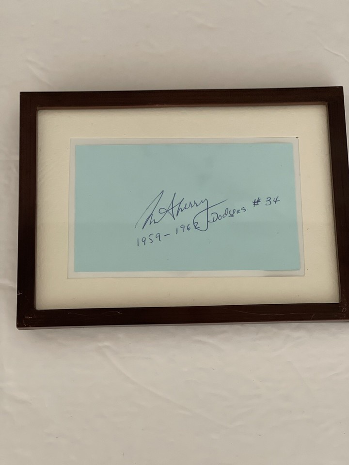 Norm Sherry L.A. Dodgers Baseball Autograph/Signed on 3x5 Card Framed ...