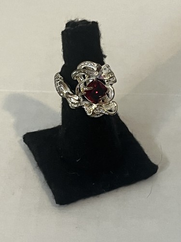 S925 Sterling Silver Mermaids Ring W/ Red Stone #30 | eBay