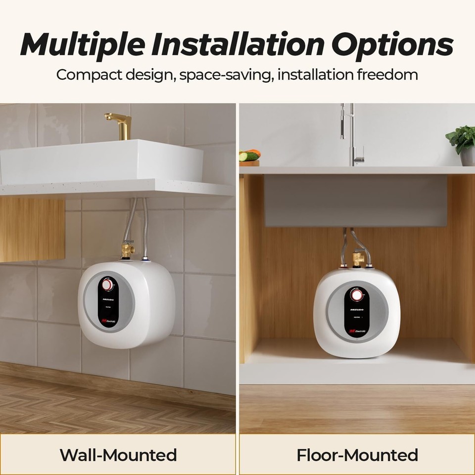 2.5 Gallon Mini-Tank Water Heater Electric Under Sink Instant Hot Water ...