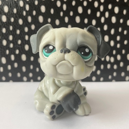 Littlest Pet Shop Bulldog #446 Gray Puppy Dog Blue Eyes Hasbro ...