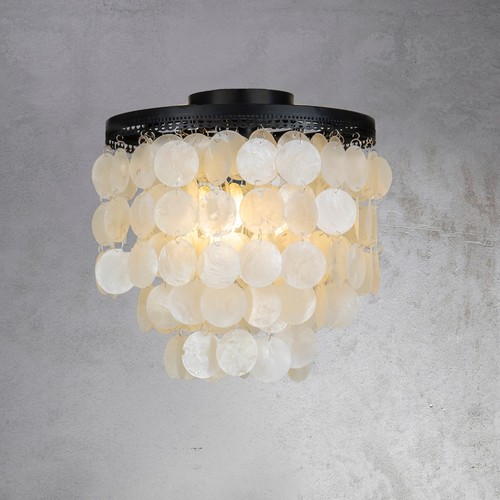 CraftHome 3 Light Coastal Capiz Shell Flush Mount Ceiling 768530718764 ...