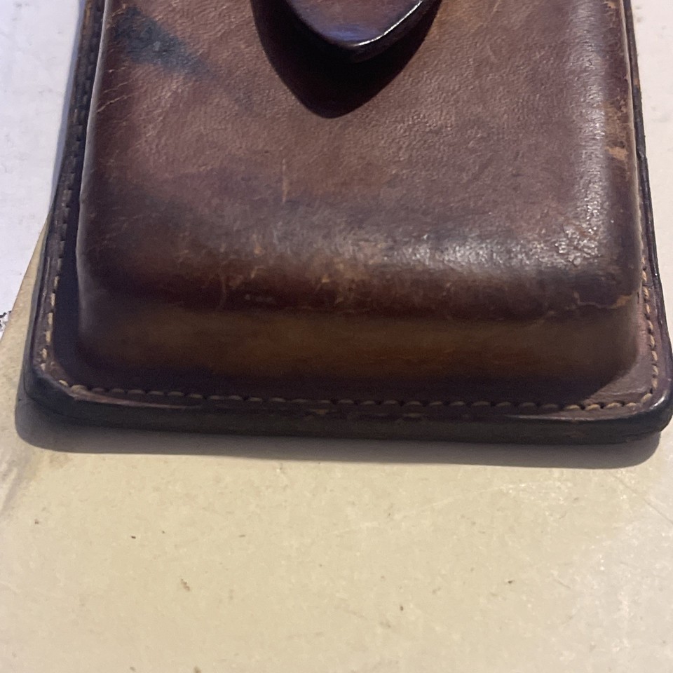 VINTAGE LEATHER CASE/ POUCH - Stud Fastener - see photos | eBay