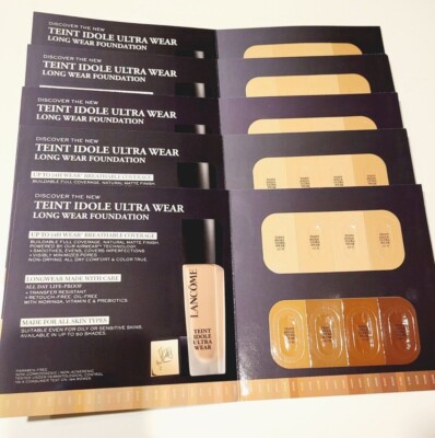 Lot 5X Lancome Teint Idole Ultra Wear Long Wear Foundation Sample Card ...