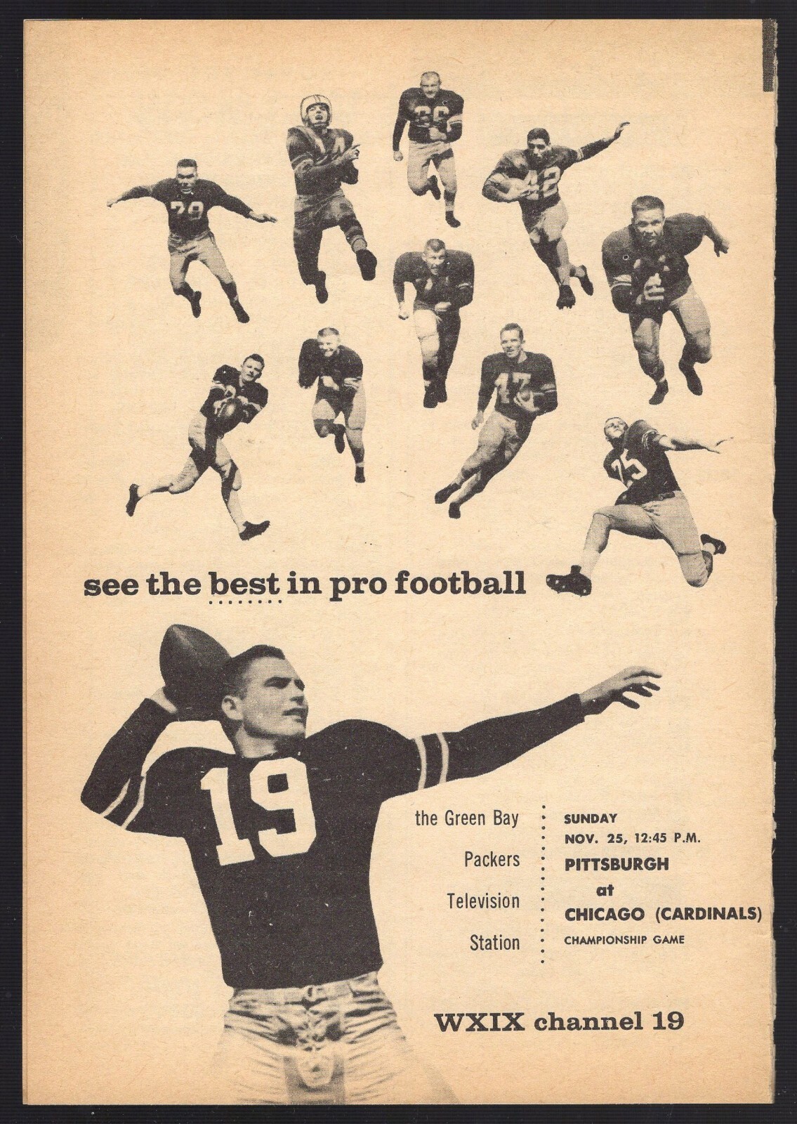 1956 TV AD~GREEN BAY PACKERS TOBIN ROTE~NFL CHAMPIONSHIP GAME~CHICAGO ...