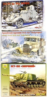 Eastern Express/RPM lot of 3, 1/35, Russian ISU-152, GAZ-AA Truck and ...