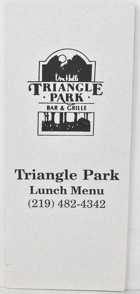 1990s Triangle Park Bar & Grille Restaurant Menu 3010 Trier Road Fort ...