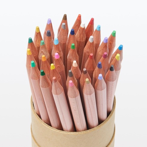 MUJI Wooden Colored Pencils 36 Colors in Paper Tube Case Simple Details ...