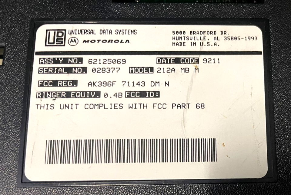 Vintage UDS Universal Data Systems Motorola 212A Modem, 212A MB M | eBay