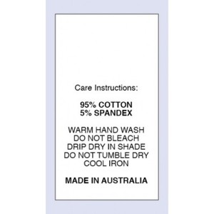 95% Cotton 5 % Spandex Sewing Washing Care Label on Nylon Taffeta 5 ...