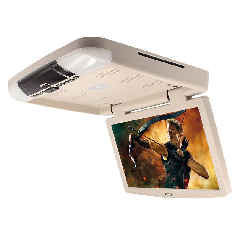 US 15.6'' Car Flip Down LCD Monitor Player Roof Mount Overhead Monitors ...