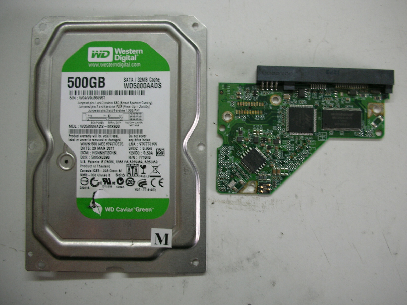 Electronics PCB for WD Caviar Green 500gb WD5000AADS-00S9B0 2061-771640 ...