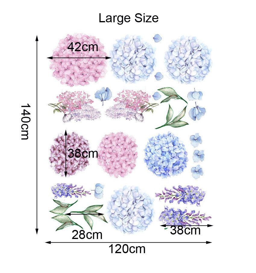 Hydrangea Wisteria Flower Decal Wall Stickers Kids Girls Nursery Home ...