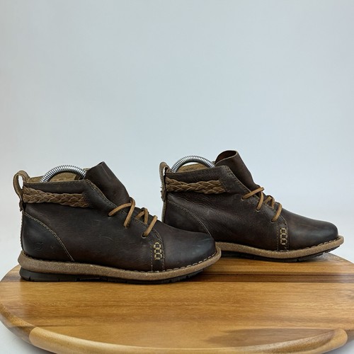 Womens Born Temple II Brown Leather Braided Ankle Boots Booties Size 6. ...