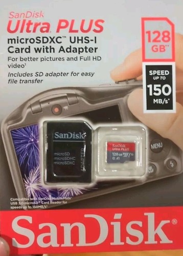 SanDisk Ultra Plus MicroSDXC UHS-I Card W/ Adapter 128GB SDSQUBC-128G ...