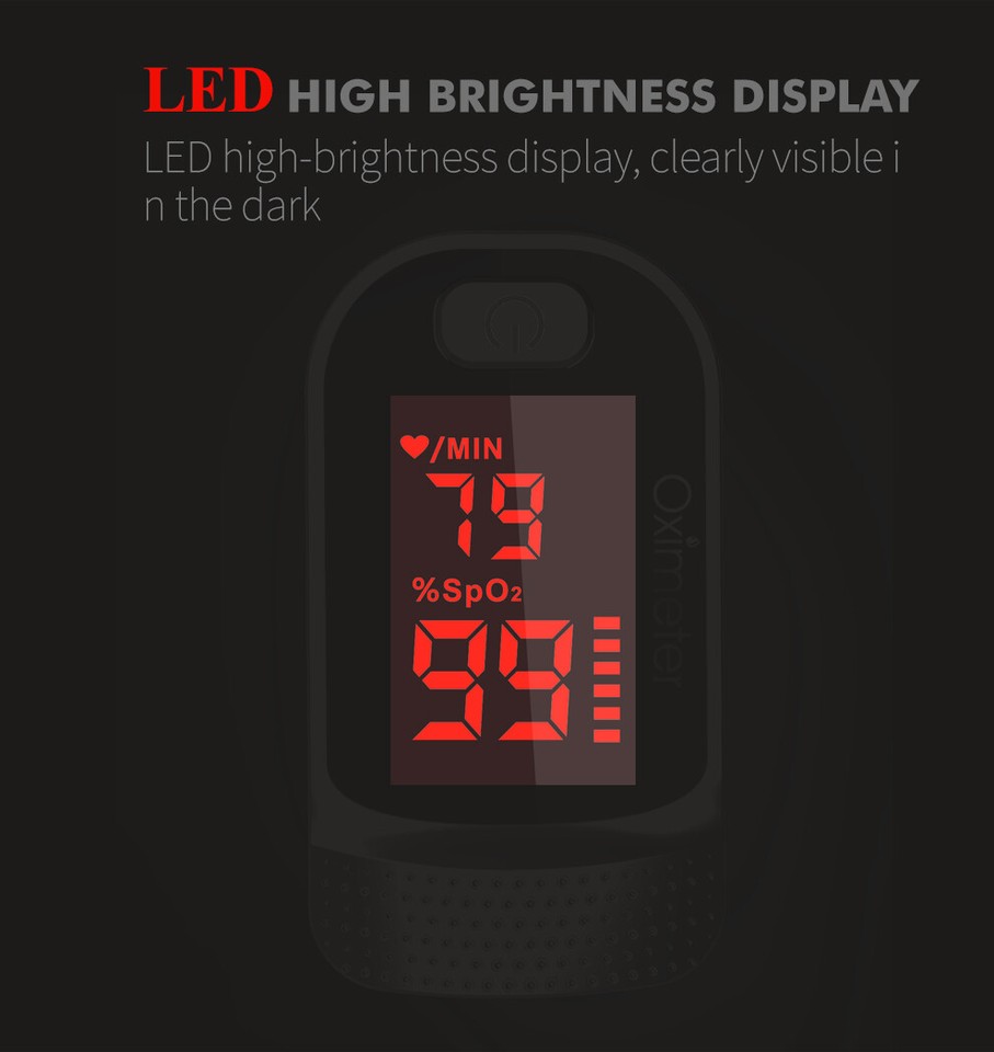 Pulse Oximeter SPO2 PR Blood Oxygen Meter Heart Rate Monitor Oxygen ...