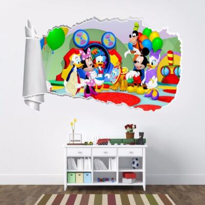 Mickey Mouse & Friends 3D Torn Hole Ripped Wall Sticker Decal Art Mural ...