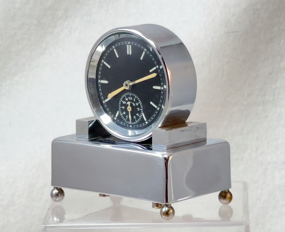 Vintage Art Deco Mechanical Alarm Clock Music Box Chrome WORKS working ...