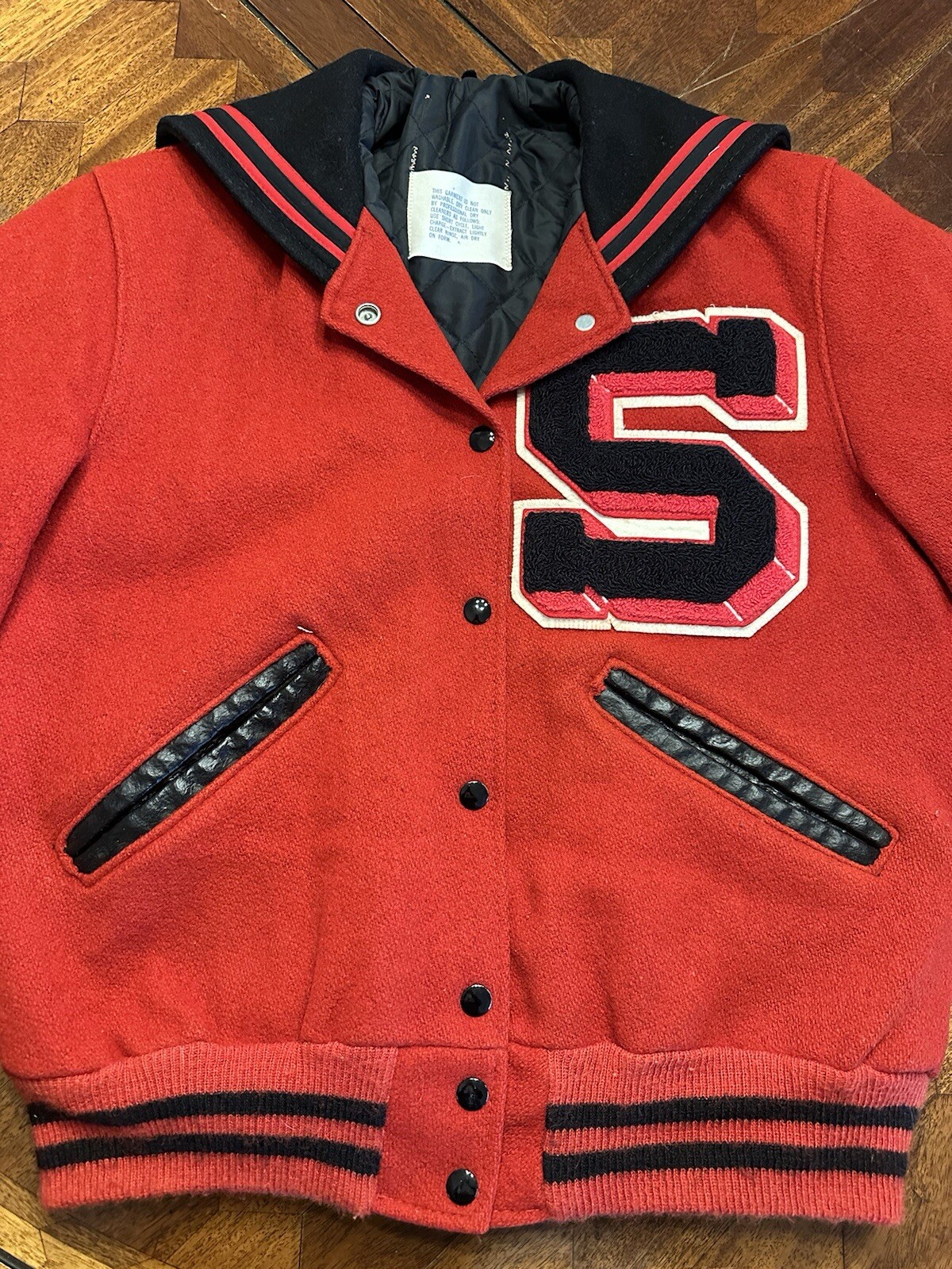 Vintage 1985 Girls Letterman Jacket Size Small Red Bl… - Gem